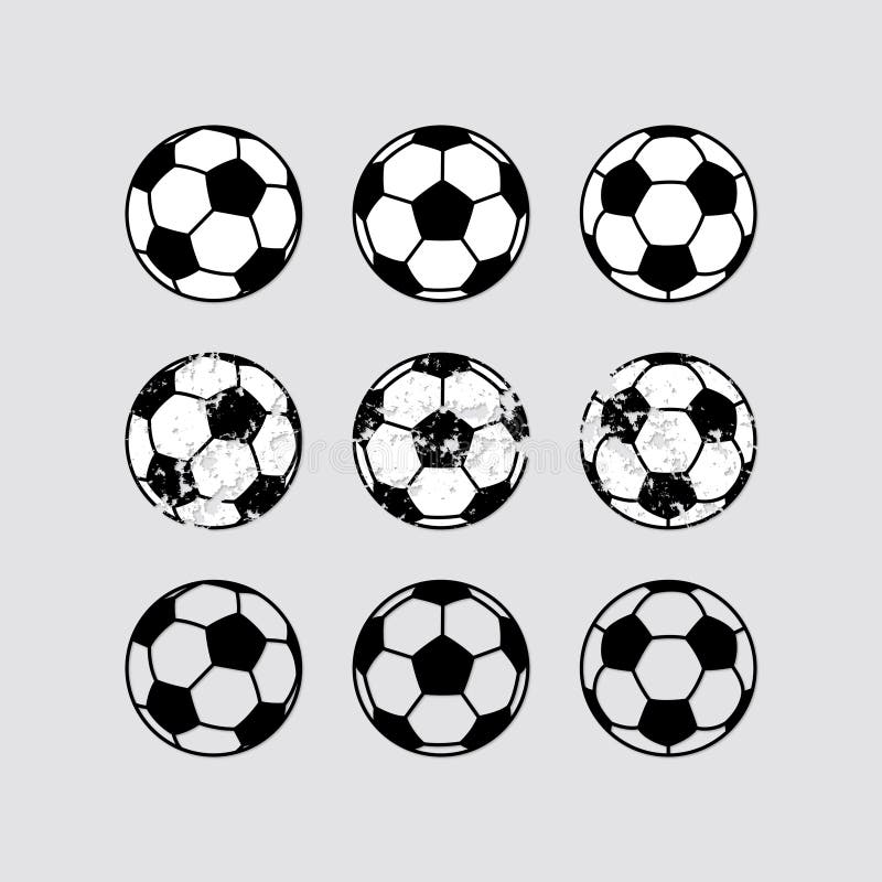 Soccer Ball Set Distressed Football Equipment Grunge Sport Balls Stock ...