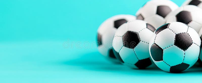 Soccer Balls on Blue Backdrop Stock Image - Image of casual, activity ...