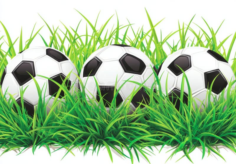 Soccer Balls Bouncing in a Cartoon Style, Black and White, on a White ...