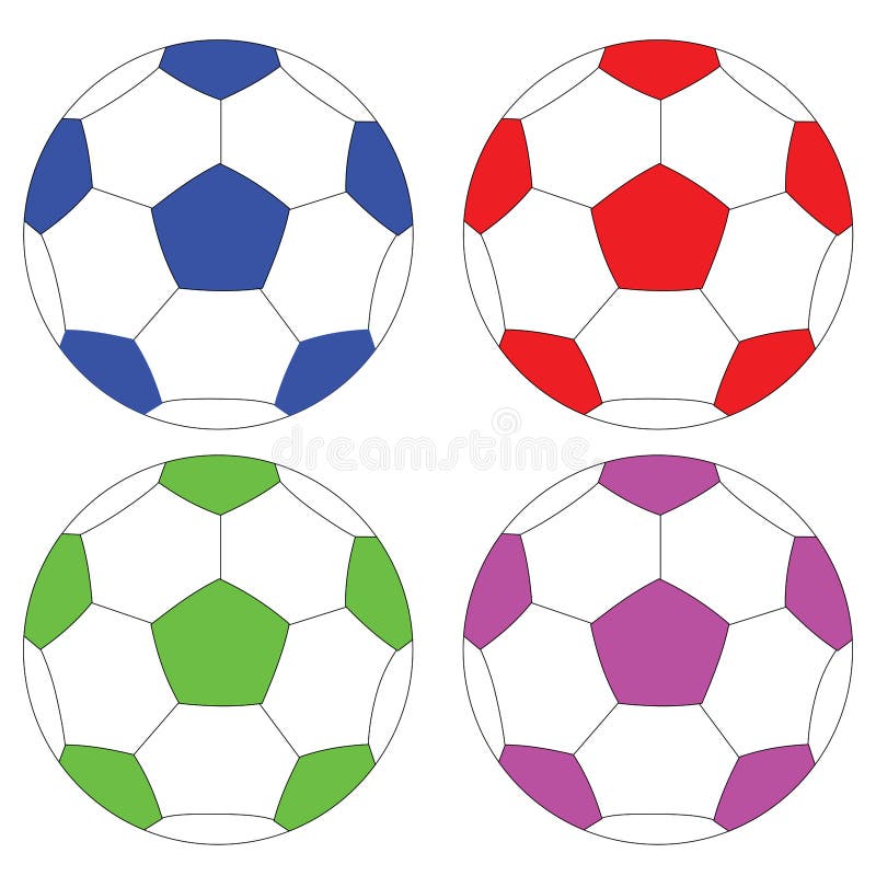 Soccer Balls of Different Colors. Raster Stock Illustration ...