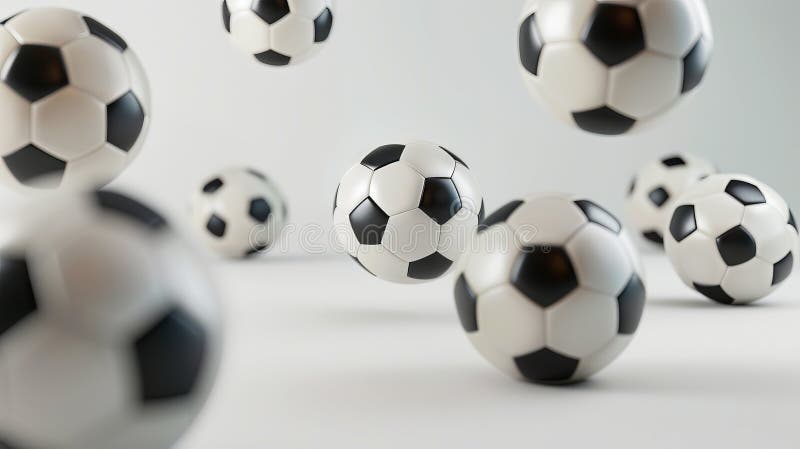 Soccer Balls Flying in the Air Stock Image - Image of generated, soccer ...