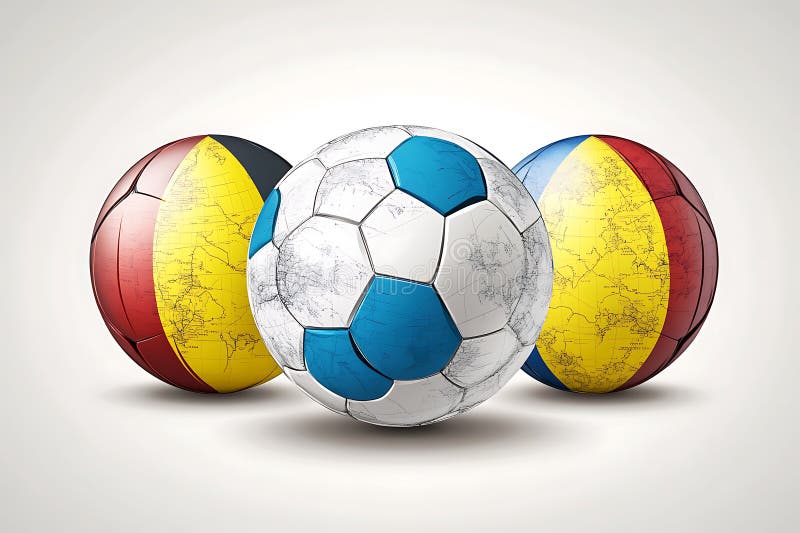 Soccer Balls with Map Texture and Bold Colors Red, Yellow, Blue, and ...