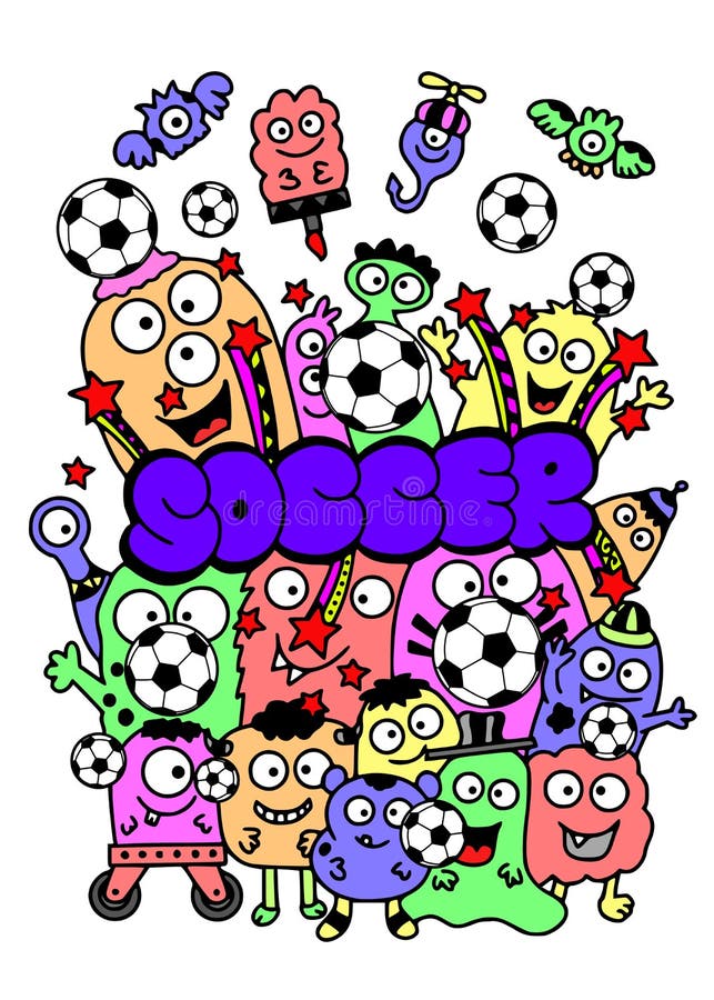 Soccer Monsters Vertical Format Stock Illustration - Illustration of ...