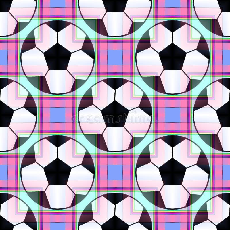 Soccer Balls Seamless Pattern in a Bright Translucent Colors Stock ...