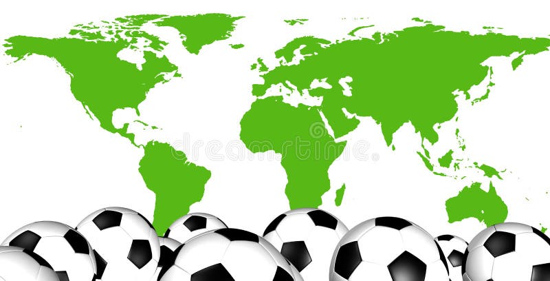 Soccer Balls with World Map Stock Illustration - Illustration of play ...
