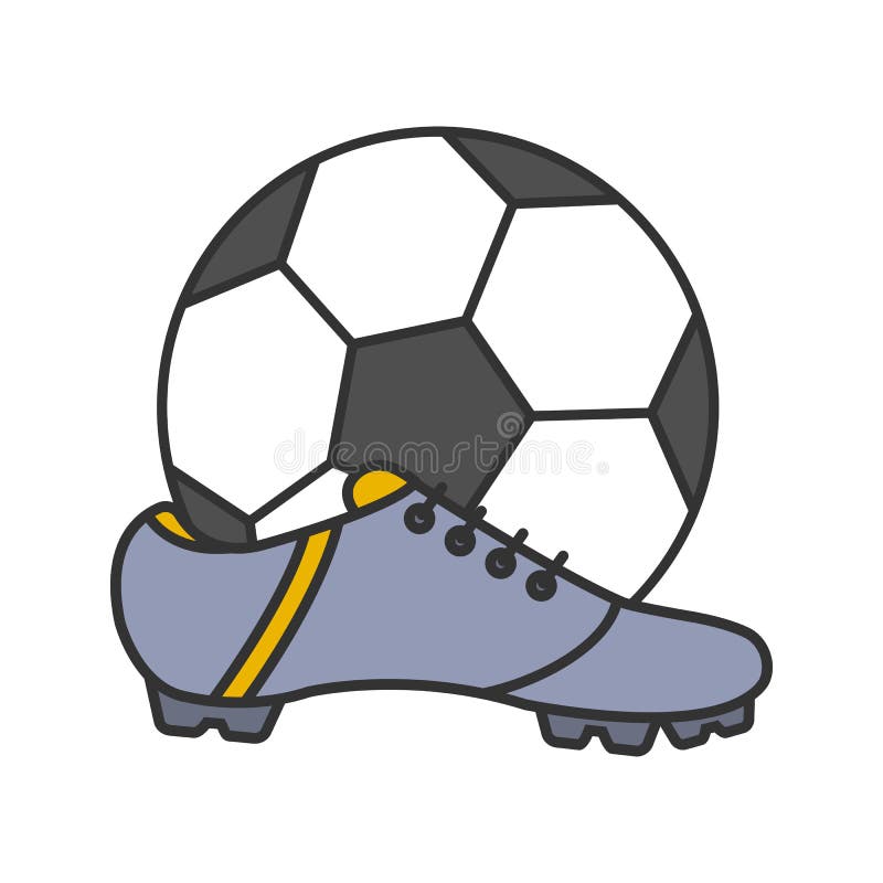 Soccer Boot and Ball Color Icon Stock Vector - Illustration of drawing ...