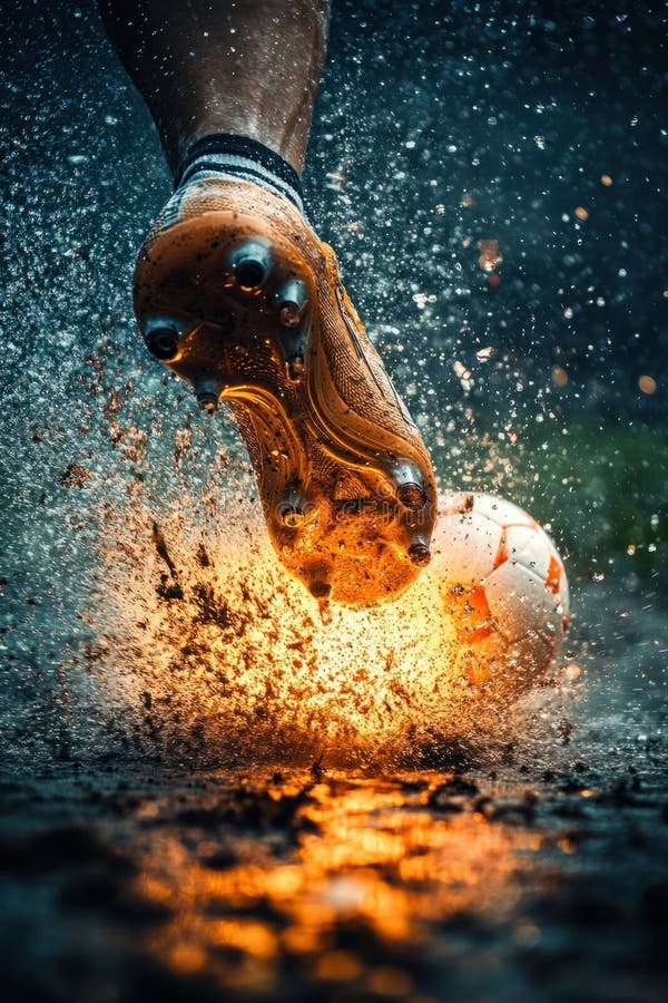 Soccer Cleats, a Pair of Soccer Cleats Striking a Ball, Creating a ...