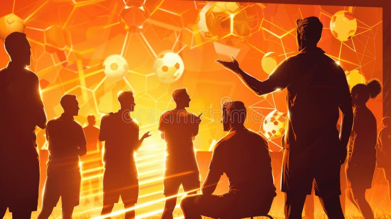 Soccer Coach Explains Tactics To Team, Coaching Strategy Stock ...