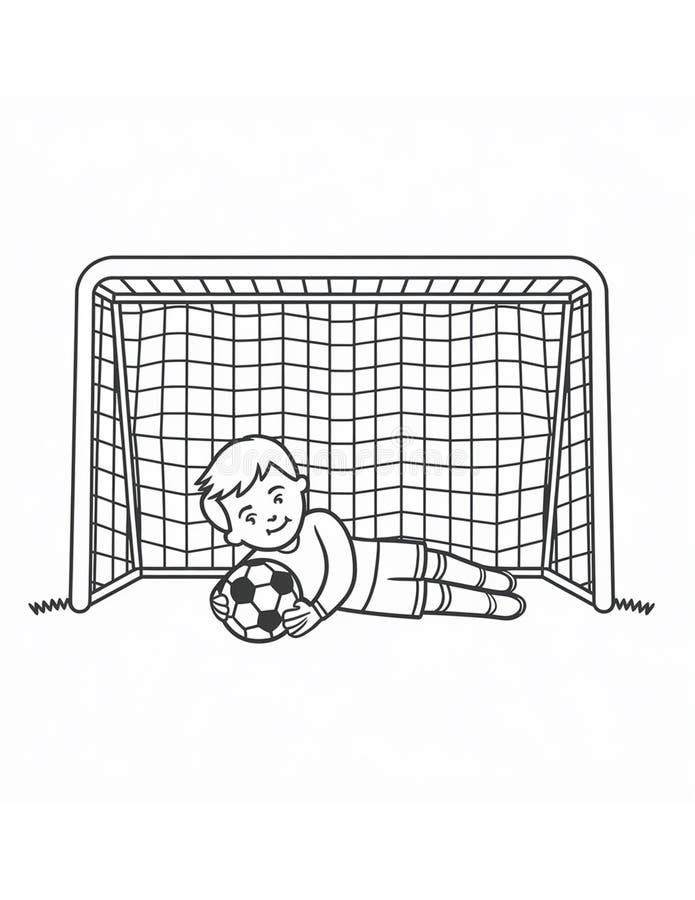Soccer Coloring Book for Kids , Goalkeeper Stock Illustration ...