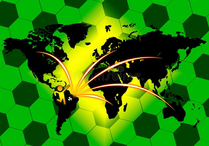 Soccer Connection on World Map Stock Illustration - Illustration of ...