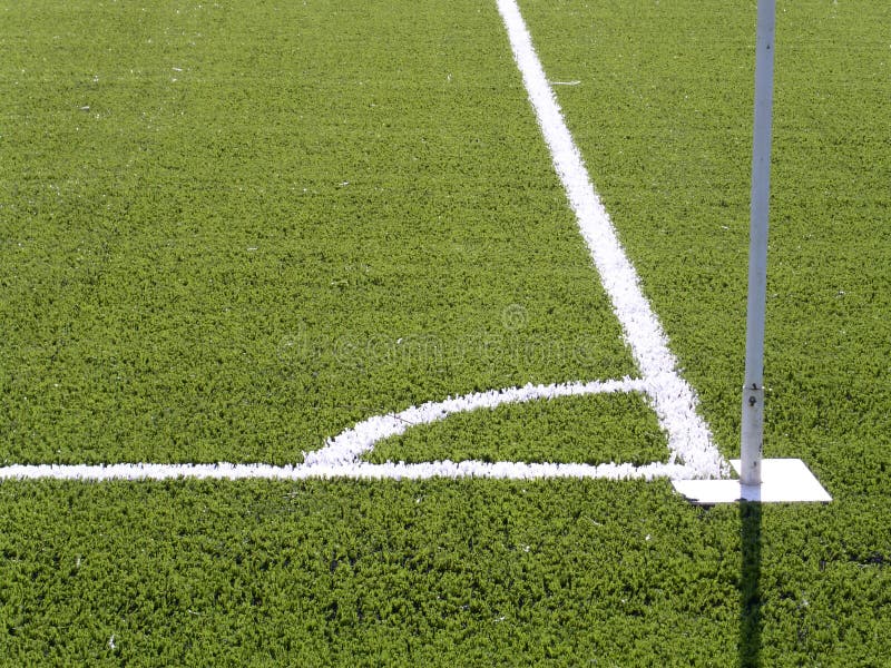 Corner Lines Detail on a Soccer Field Stock Photo - Image of horizontal ...