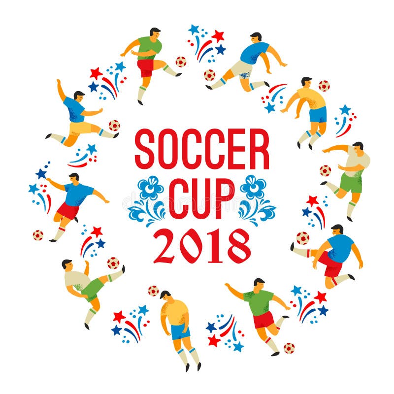 Soccer Cup. Flat Vector Illustration with Soccer Players Stock Vector ...