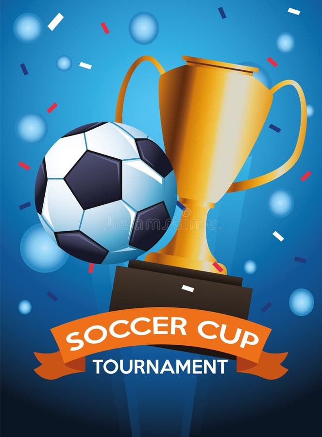 Soccer Cup Tournament Poster with Balloon and Trophy Stock Vector ...