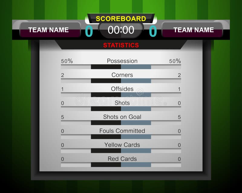 Soccer Dark Scoreboard Statistics Stock Vector - Illustration of ...