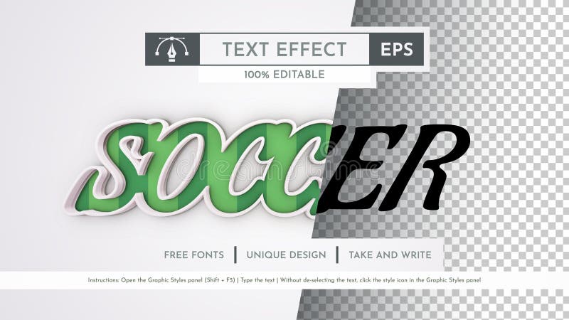 Soccer Editable Text Effect, Graphic Style. Vector Mockup and Template ...