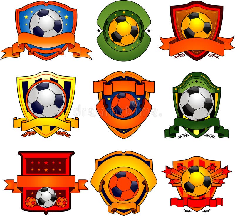 Soccer emblems stock vector. Illustration of grunge, background - 14709604