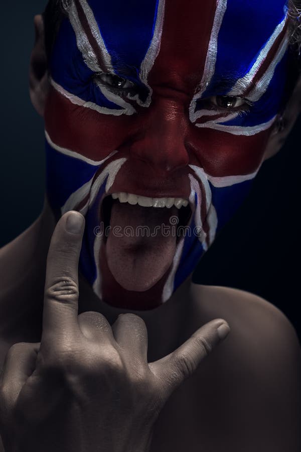 Soccer Fan Painted Flag on His Face Stock Image - Image of paint ...