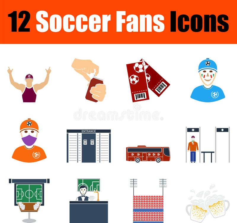 Set of soccer fans icons stock vector. Illustration of champion - 94064056