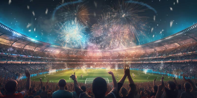 The Soccer Fans are Inside the Soccer Stadium with AI Generated. Stock ...