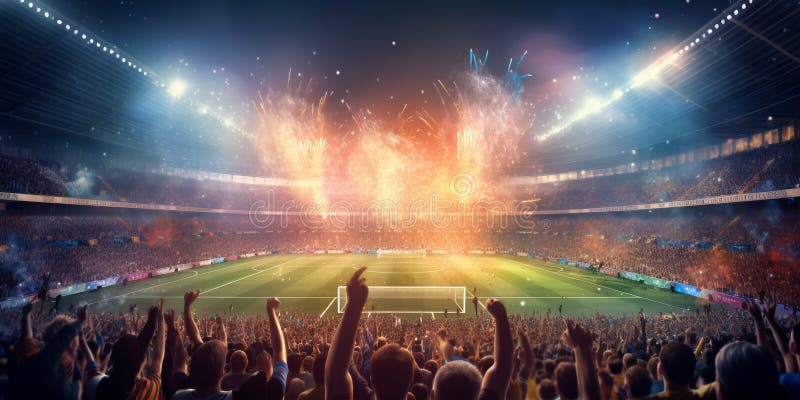 The Soccer Fans are Inside the Soccer Stadium with AI Generated. Stock ...
