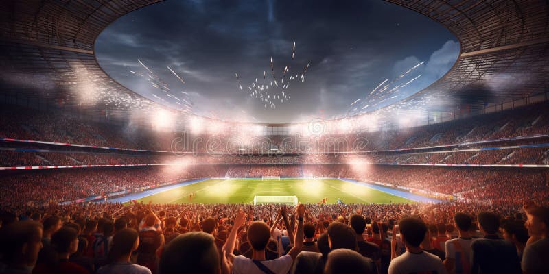 The Soccer Fans are Inside the Soccer Stadium with AI Generated. Stock ...