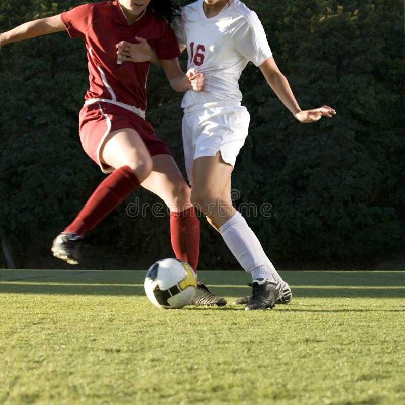 Soccer Player Kicking Ball in Mid Jump Stock Photo - Image of athlete ...