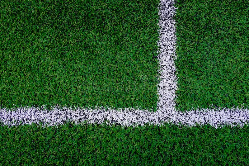 Top View Artificial Turf Soccer Field with White Marker Line Stock ...