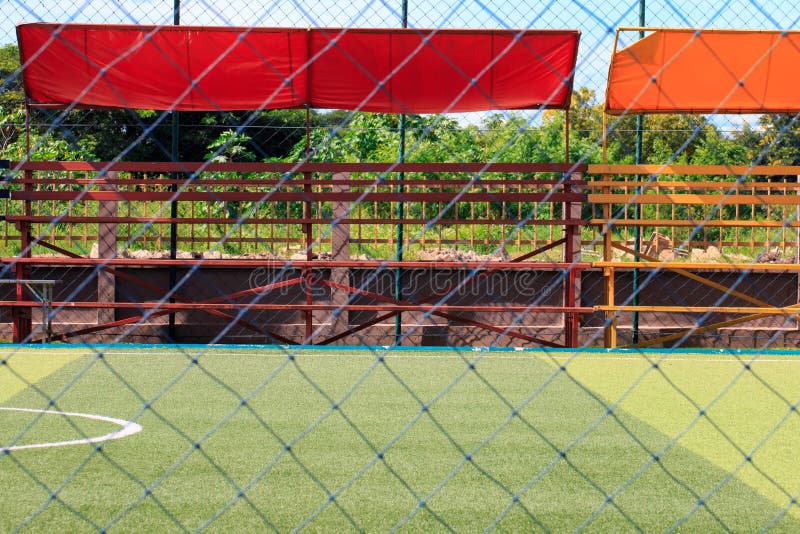 Soccer Field with Artificial Turf in a Stadium Stock Photo - Image of ...