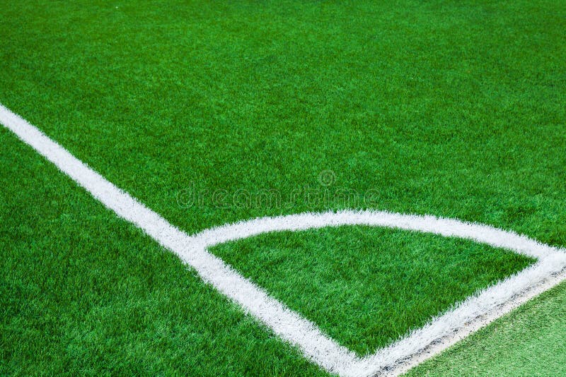 Soccer Field with White Corner Marking Stock Image - Image of closeup ...