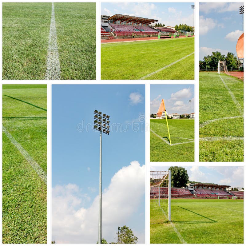 Soccer field collage stock photo. Image of football, collage - 16803954