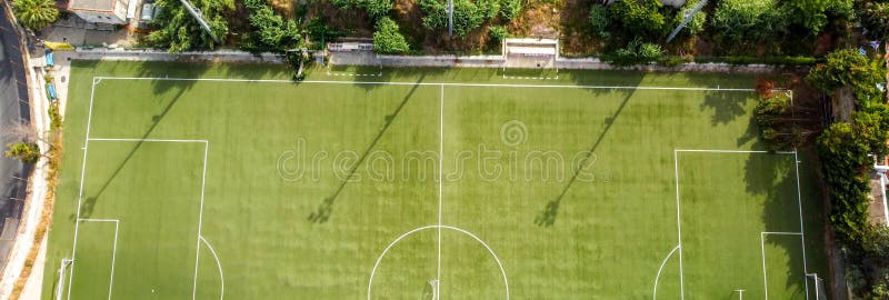 Soccer Field in the Countryside, Aerial View from Drone Stock Photo ...