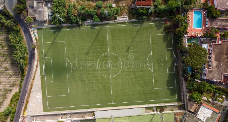 Soccer Field in the Countryside, Aerial View from Drone Stock Photo ...