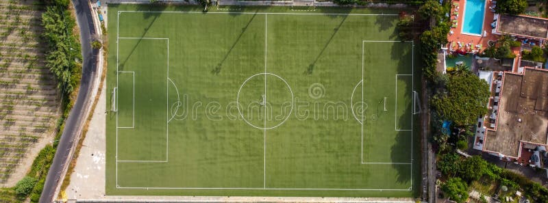 Soccer Field in the Countryside, Aerial View from Drone Stock Photo ...