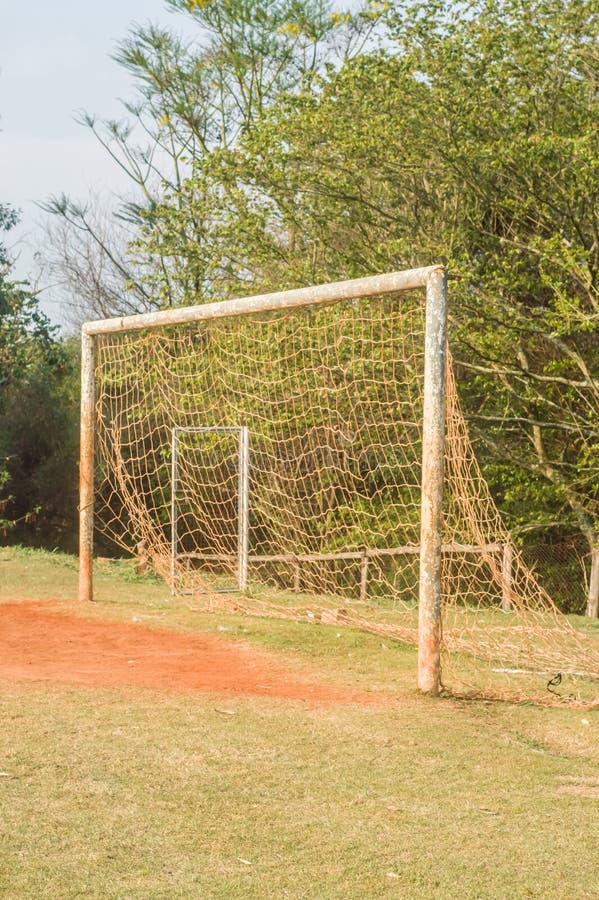 Soccer Field Crossbar, Soccer Net and Copy Space, Daylight Stock Image ...