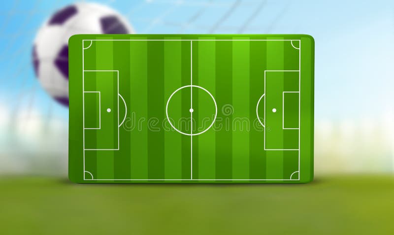 Soccer Field 3D Illustration with One Soccer Ball Stock Illustration ...