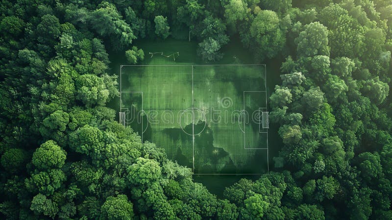 Soccer field in the forest stock image. Image of game - 312695183