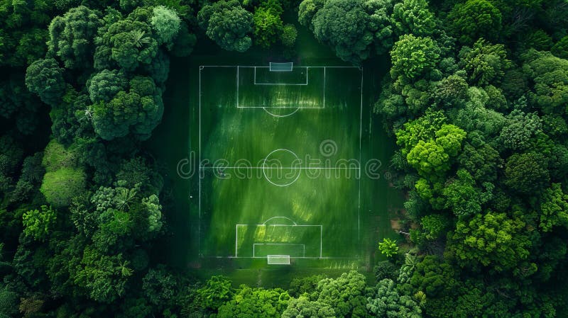 Soccer field in the forest stock photo. Image of playingfield - 313483278