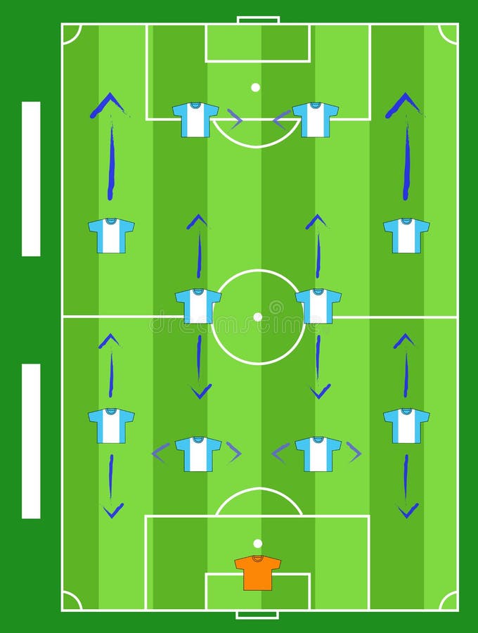 Soccer Field and Game Plays Team Stock Illustration - Illustration of ...