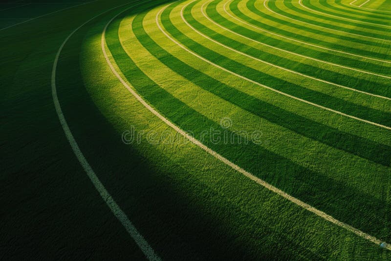 Soccer Field with Geometric Patterns of Shadows and Sunlight Across the ...
