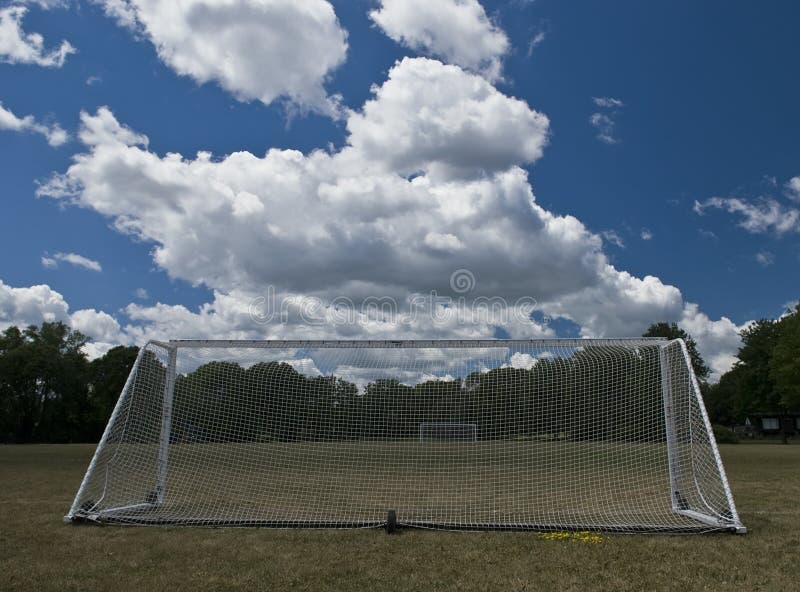 Soccer field and goals stock image. Image of summer, green - 2800749