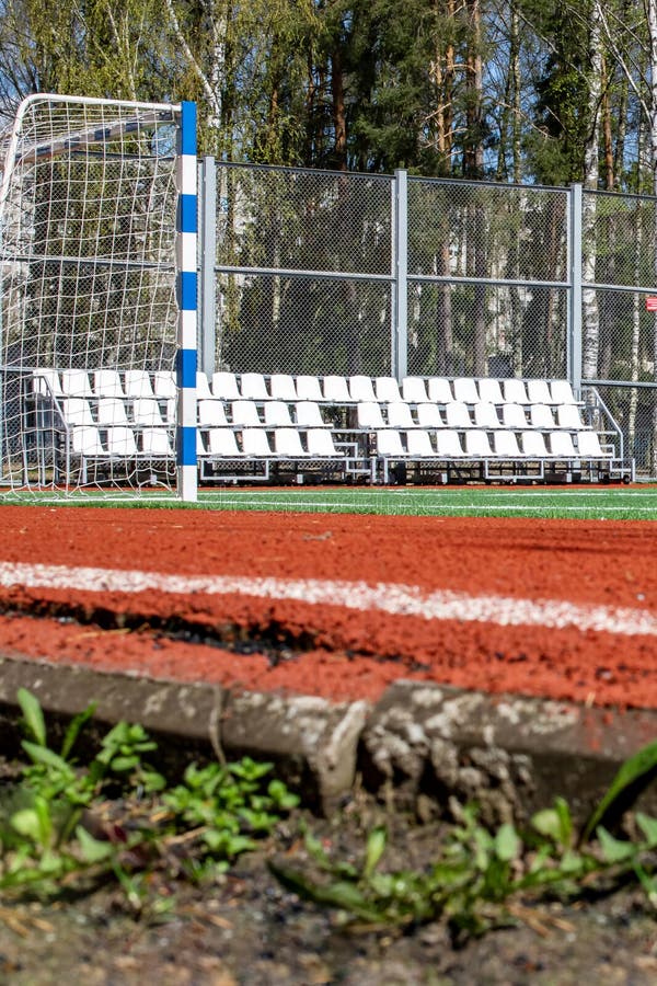 Soccer Field with Green Grass and a Treadmill Stock Image - Image of ...