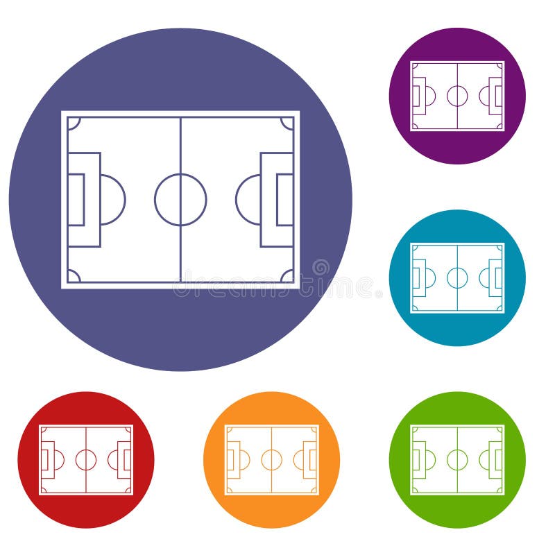 Soccer field icons set stock vector. Illustration of kick - 96433077