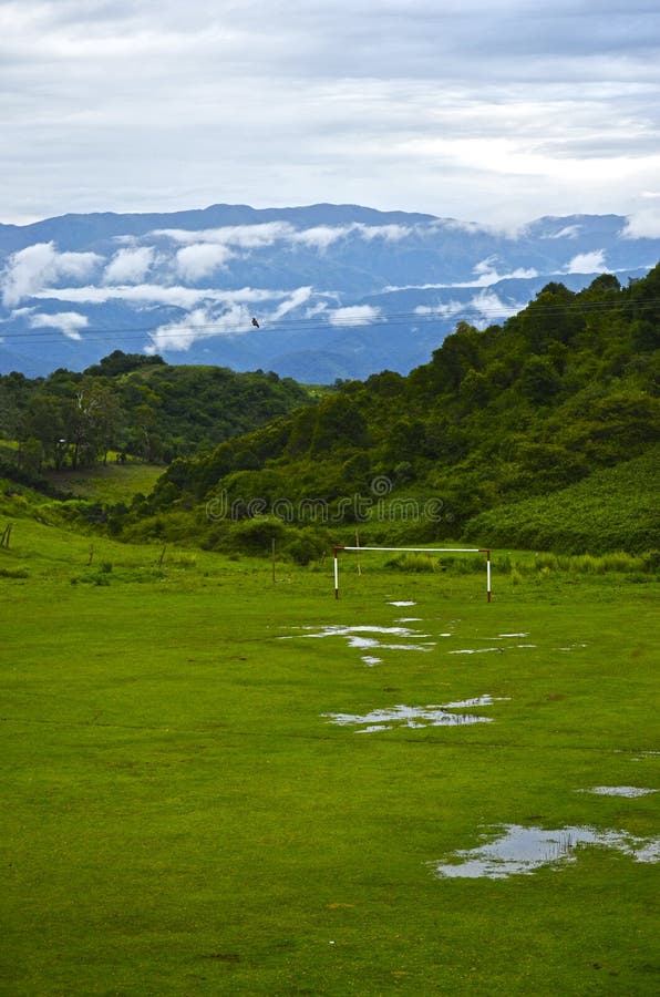 Soccer Field with Landscape Stock Image - Image of trees, clouds: 43392393