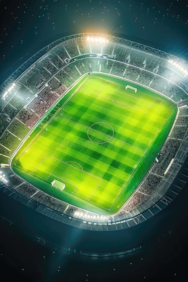 A Soccer Field with a Large Crowd of People Watching the Game Stock ...