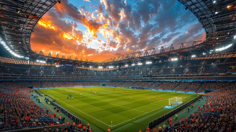 Soccer Field with a Large Crowd Watching a Game Stock Photo - Image of ...
