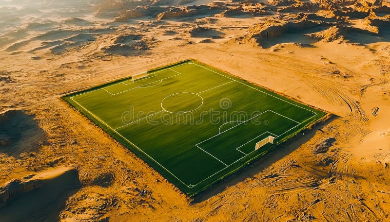 A Soccer Field in the Middle of a Desert Stock Image - Image of ...