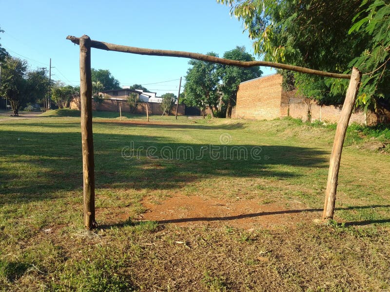 Soccer field in the park stock photo. Image of grass - 343014690