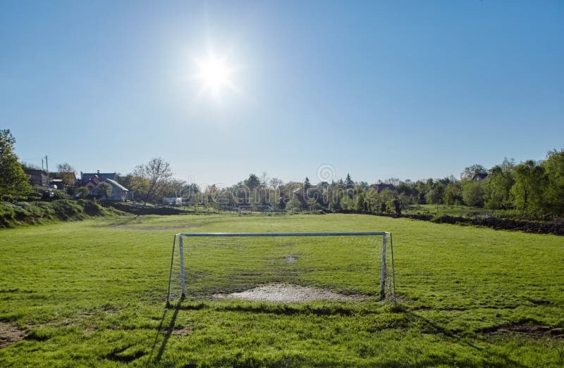 Soccer field in the rural stock photo. Image of nature - 244735956