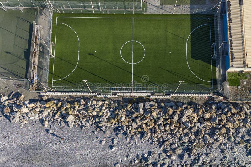 Soccer Field by the Sea Aerial View Stock Image - Image of ocean ...