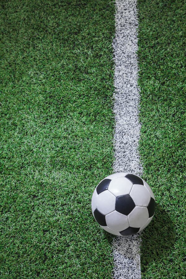 Soccer Field with Soccer Ball and Line Stock Image - Image of turf ...